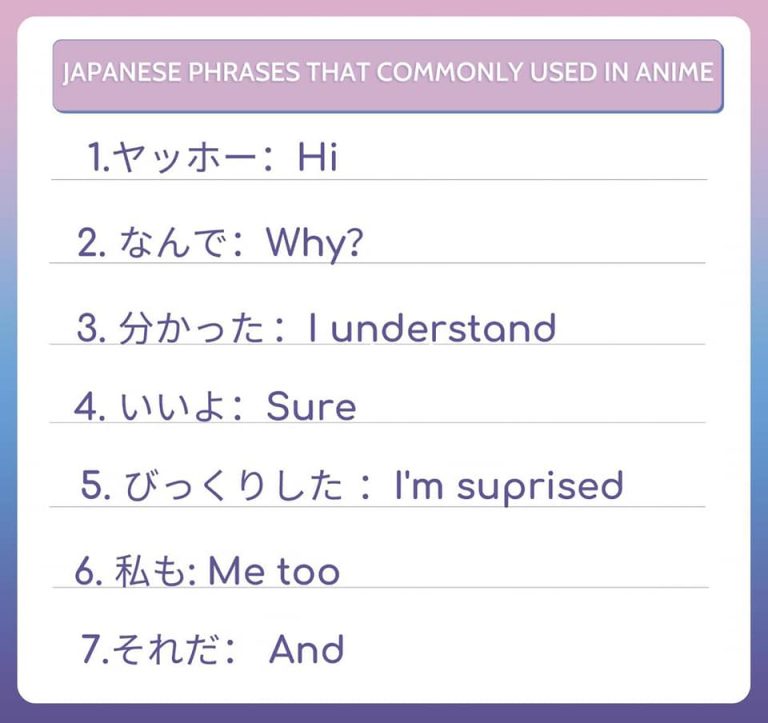 Commonly Japanese Used In Anime