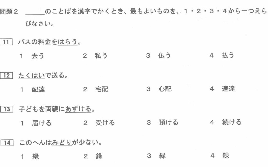 N3 Kanji Exercises: Test 4 (with Answers)